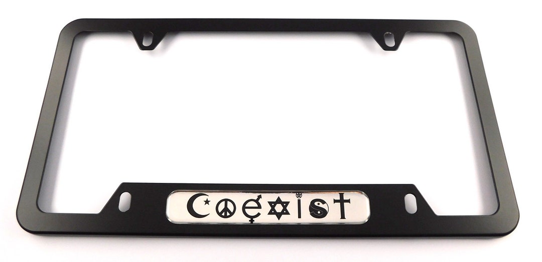COEXIST Flag Metal Black Aluminum Car License Plate Frame Bottom Cutout ...