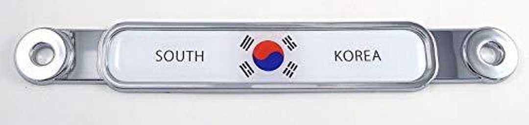Korea South Flag Chrome Emblem Screw on Car License Plate Decal Badge ...