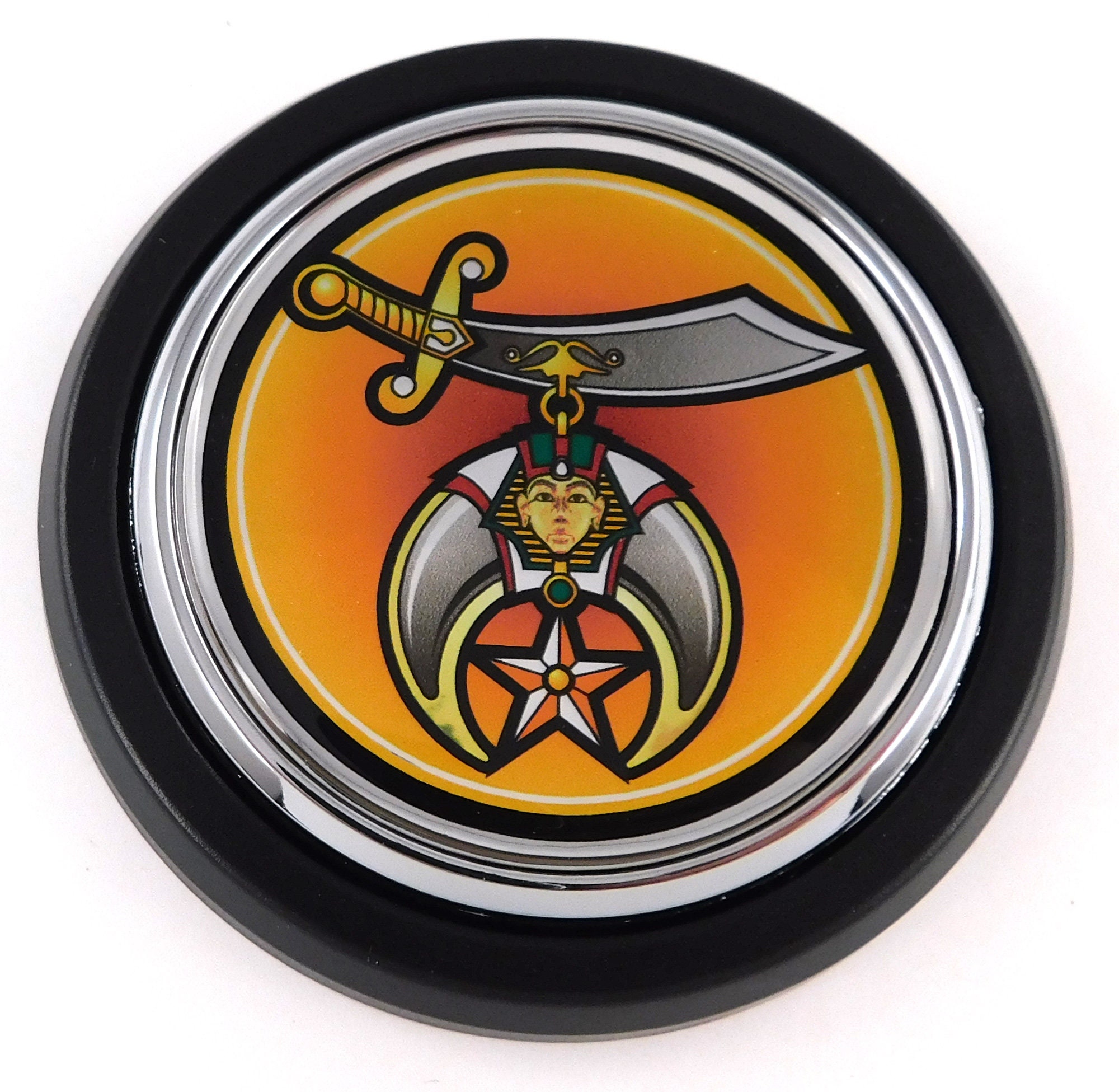 Shriner Shriners Mason Flag Car Truck Black Round Grill Badge 3.5 ...