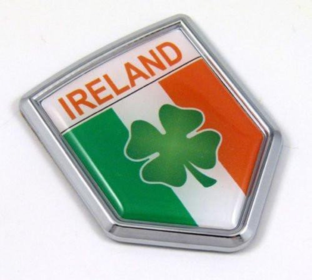 Ireland Irish Flag With Shamrock Car Chrome Emblem Sticker Decal ...