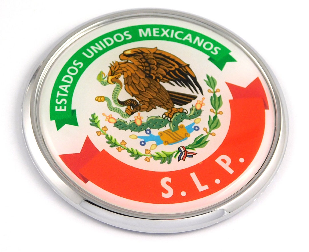 SLP S.L.P. Mexico Mexican State Flag 2.75" Car Chrome Round Emblem ...