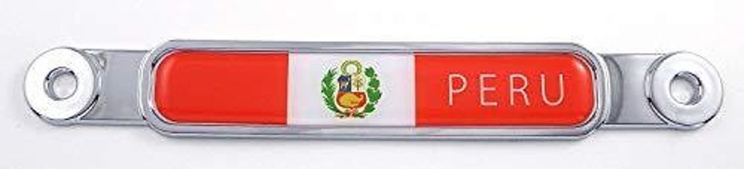 Peru Peruvian Flag Chrome Emblem Screw on Car License Plate Decal Badge ...