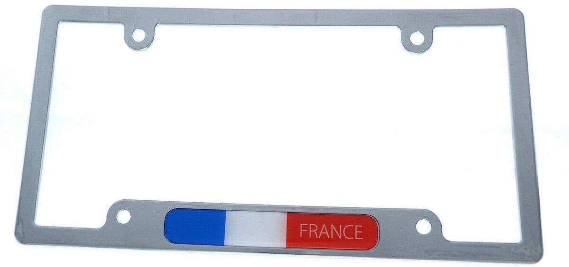France French Flag Car License Plate Frame Chrome Plated Plastic CP08 ...