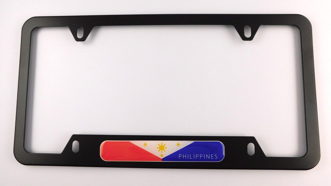 Philippines Flag Metal Black Aluminum Car License Plate Frame Bottom ...