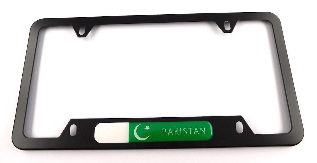 Pakistan Flag Metal Black Aluminum Car License Plate Frame Bottom ...