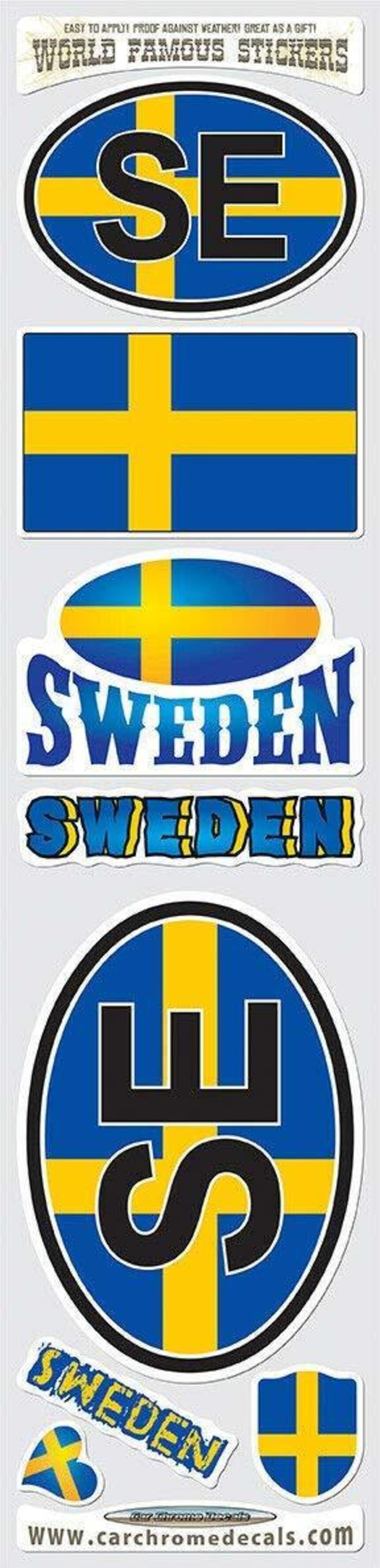 Sweden 8 Stickers Set Swedish Flag Decal Bumper Stiker Car Bike Laptop ...