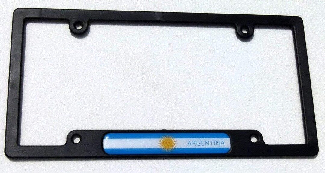 Argentina Flag Black Plastic Car License Plate Frame With Domed Colour ...