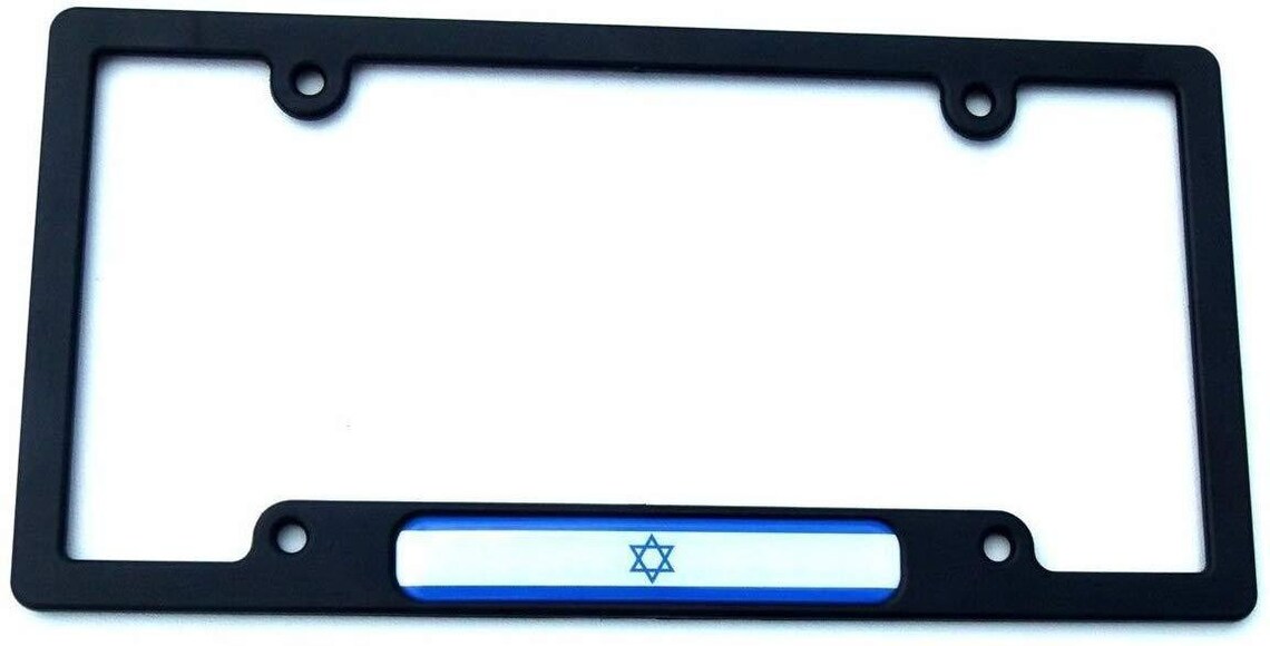 Israel Israeli Flag Black Plastic Car License Plate Frame Domed Decal ...