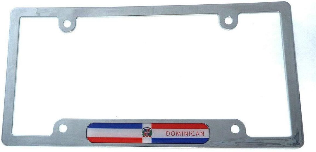 Dominican Republic Flag Car License Plate Frame Plastic Chrome Plated ...