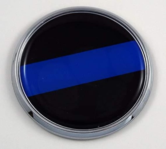 Police Thin Blue Line Flag 2.75 Car Chrome Round Emblem | Etsy