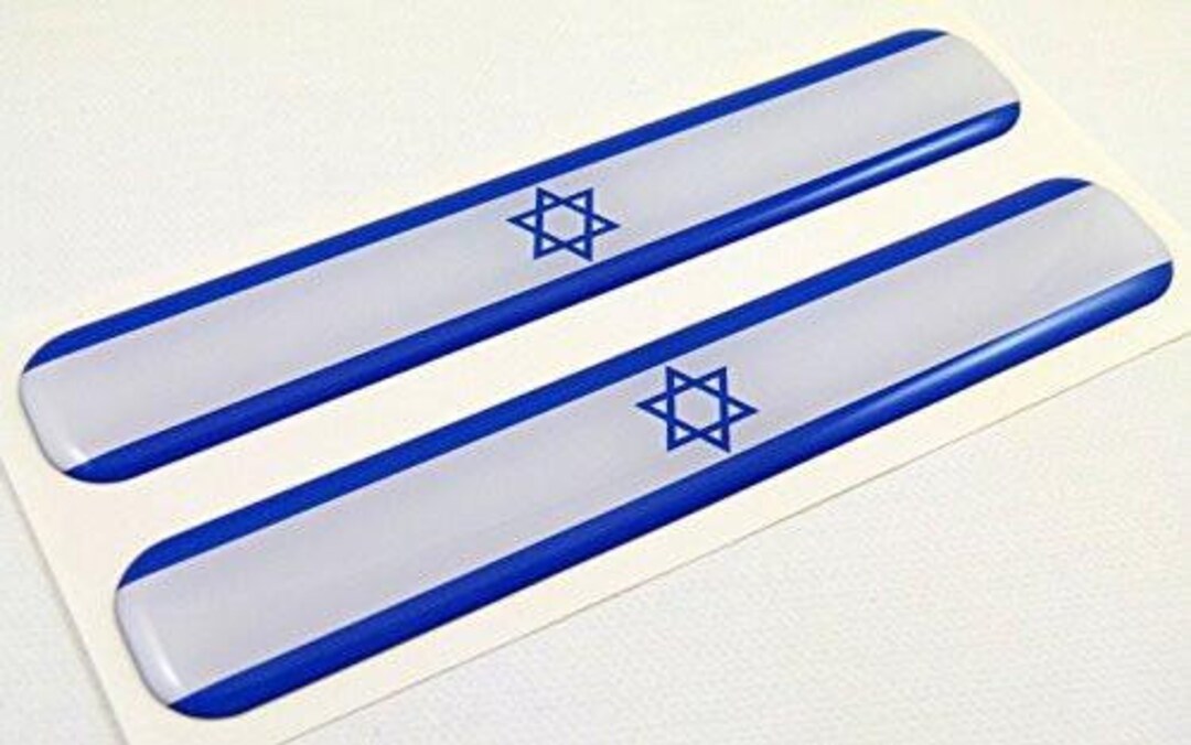 Israel Israeli Flag Domed Decal Emblem Resin Car Stickers 5"x 0.82" 2pc ...