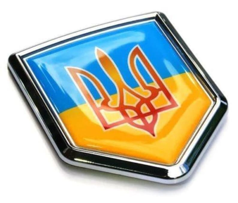 Ukraine Flag Emblem Chrome Car Decal Tryzub Trident - Etsy