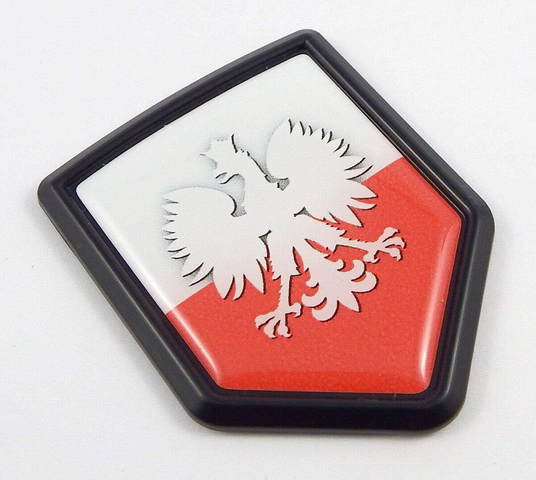 Poland Polish Polska Flag Black Shield Car Bike Decal Crest Emblem 3d ...
