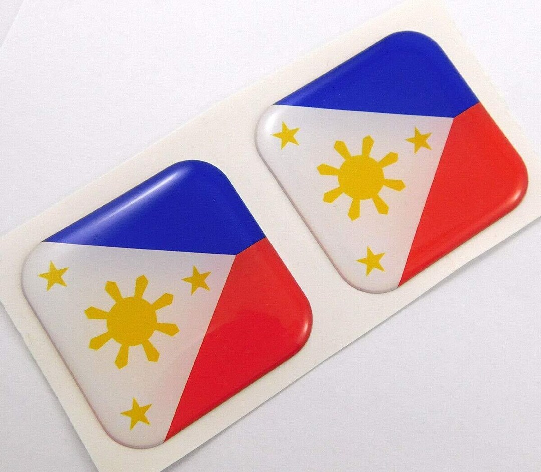 Philippines Philippine Flag Square Domed Decal Car Bike Gel Stickers 1. ...