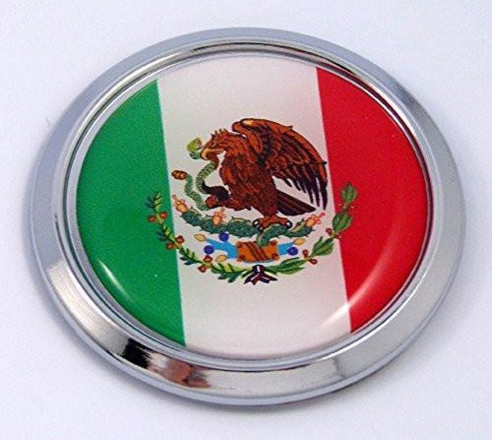 Mexico Mexican Round Flag Car Chrome Decal Emblem Bumper Sticker Bezel ...