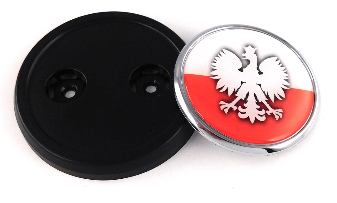 Poland Polish Polska Flag Car Truck Black Round Grill Badge 3.5" Grille ...