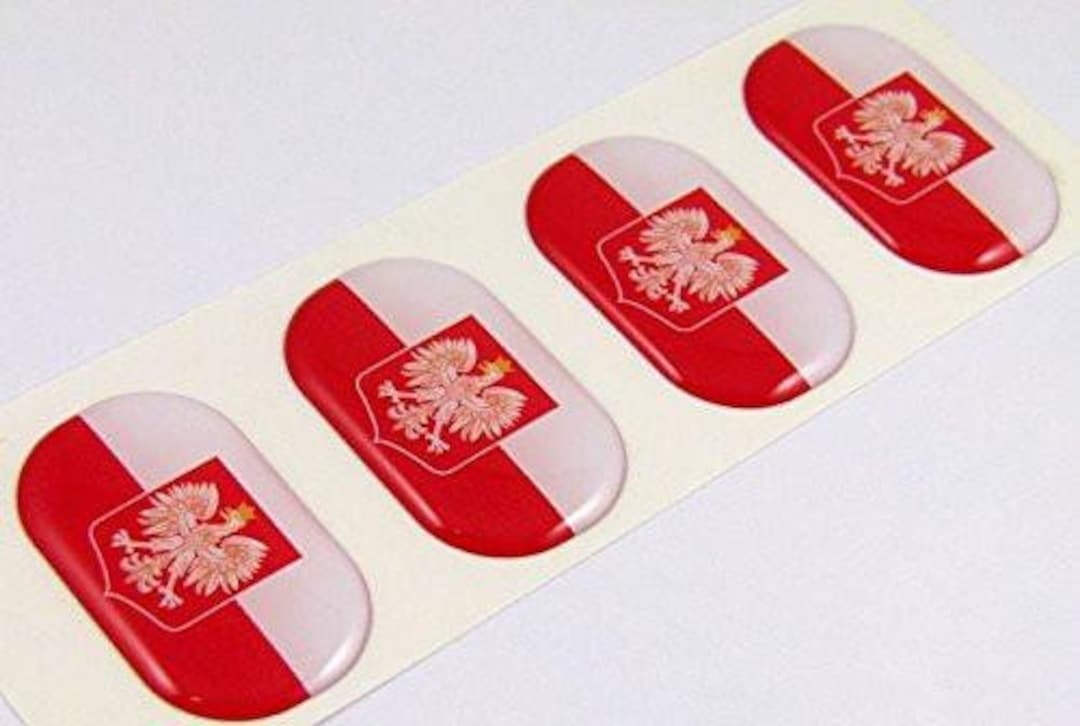 Poland Midi Polska Domed Decals Flag 4 Emblems 1.5" Car Bike Laptop ...