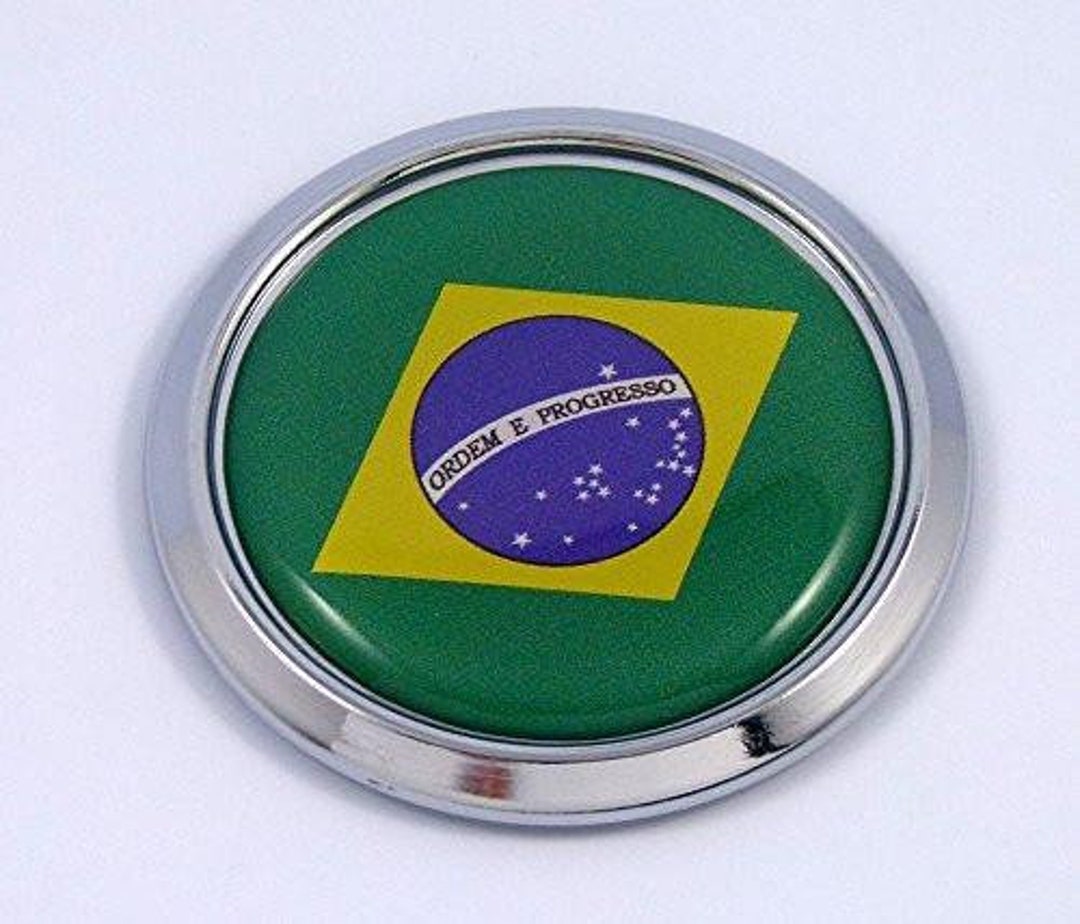 Brazil Round Flag Car Chrome Decal Emblem Bumper Sticker Bezel Badge ...