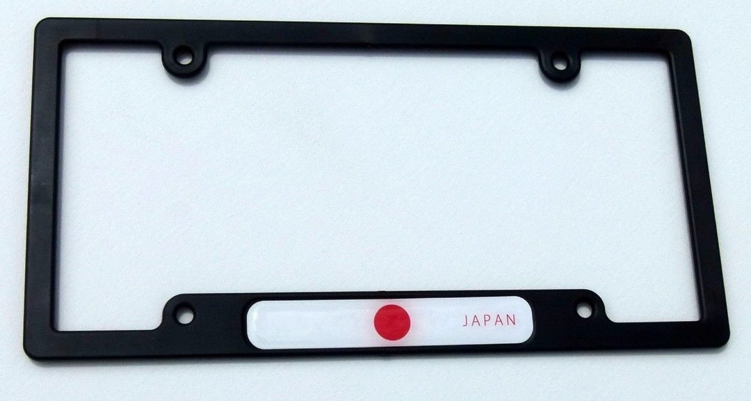 Japan Japanese Flag Black Plastic Car License Plate Frame Domed Decal ...