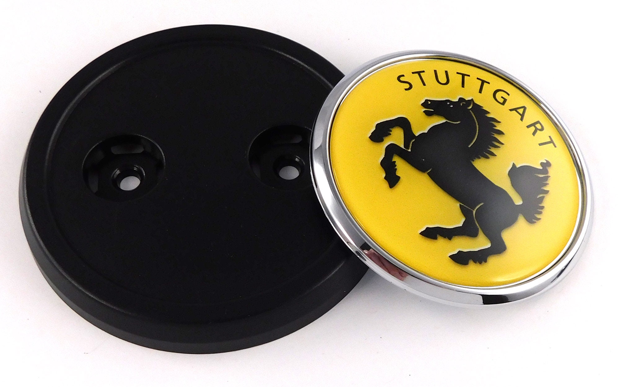 Stuttgart Flag Car Truck Black Round Grill Badge 3.5" Grille Chrome ...