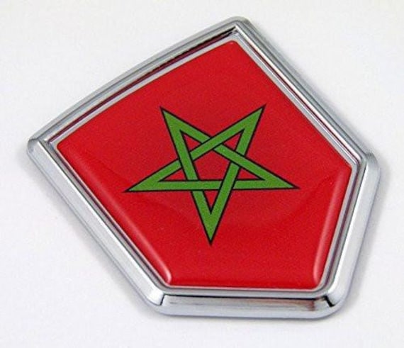 Morocco Moroccan Flag Chrome Emblem With Domed Car Decal | Etsy