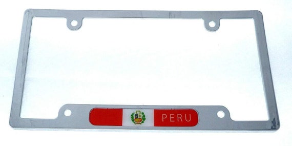 Peru Peruvian Flag Car License Plate Frame Chrome Plated | Etsy