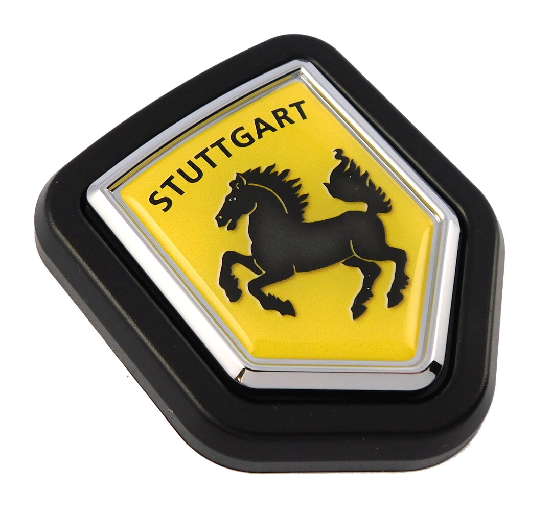 Stuttgart Flag Car Truck Black Shield Grill Badge Grille Chrome Emblem ...