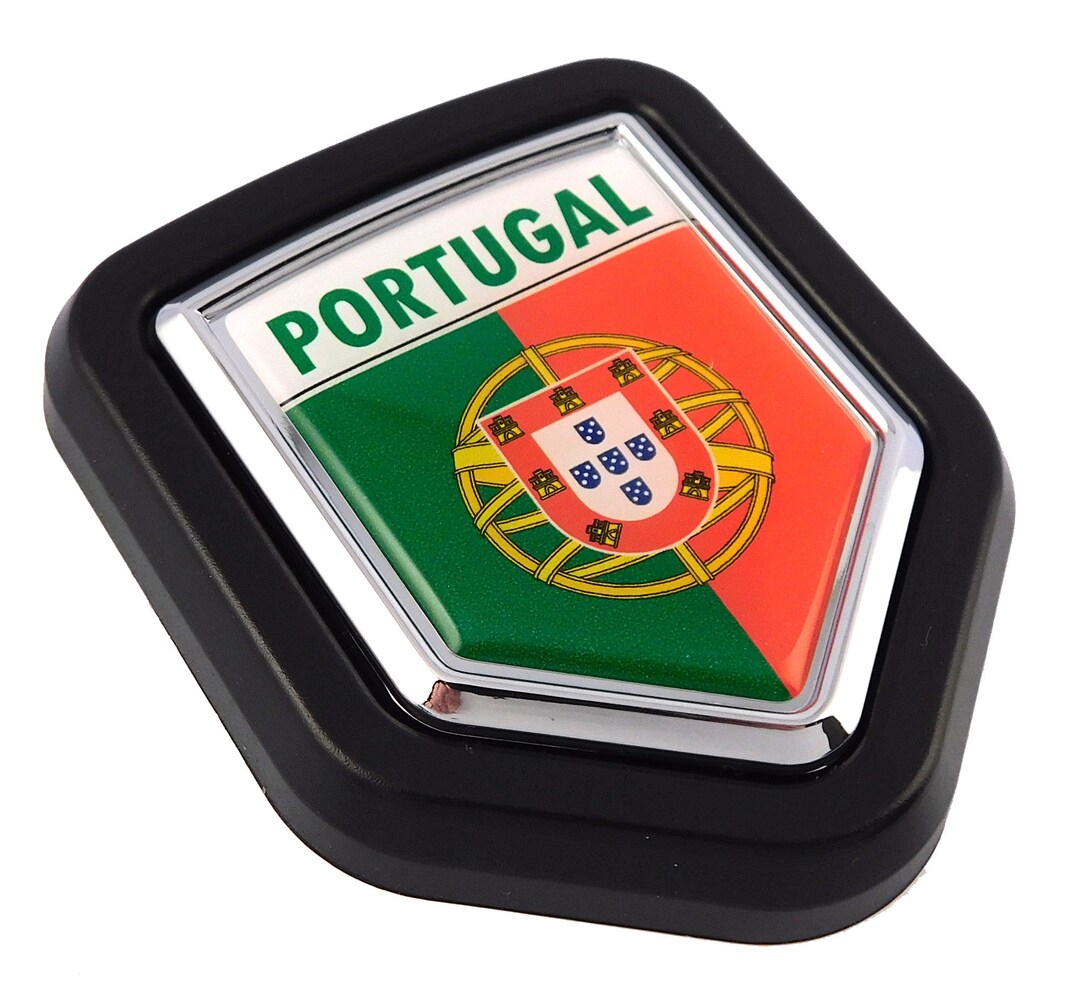 Portugal Flag Car Truck Black Shield Grill Badge Grille Chrome Emblem ...