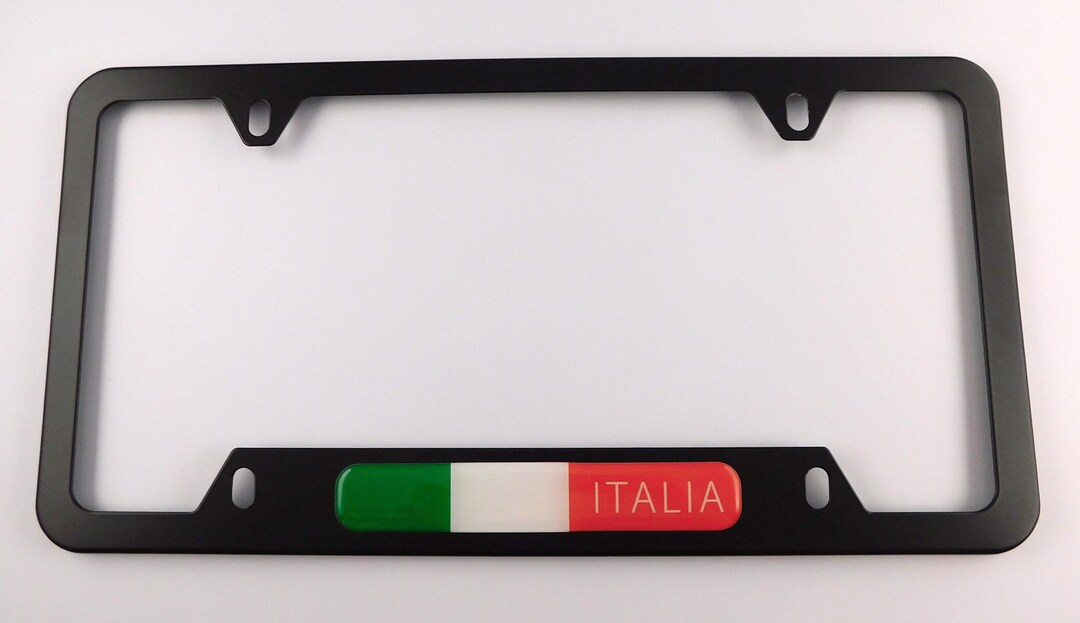 Italia Italy Italian Flag Metal Black Aluminum Car License Plate Frame ...