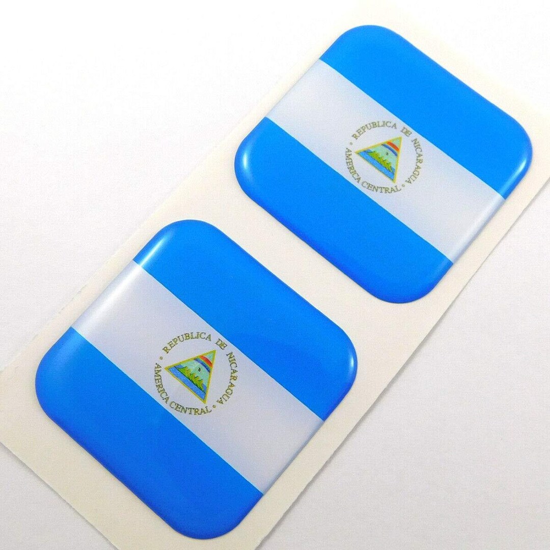 Nicaragua Flag Square Domed Decal Car Bike Gel Stickers 1.5" 2pc - Etsy