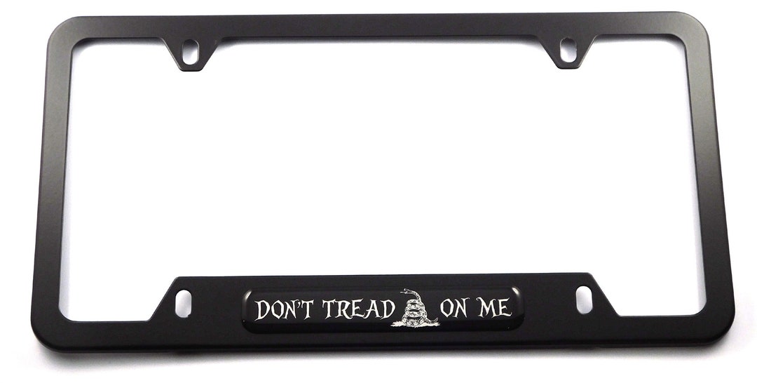 Don't Tread on Me Black Flag Metal Black Aluminum Car License Plate ...