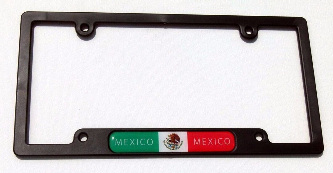 Mexico Mexican Flag Black Plastic Car License Plate Frame Domed Decal ...