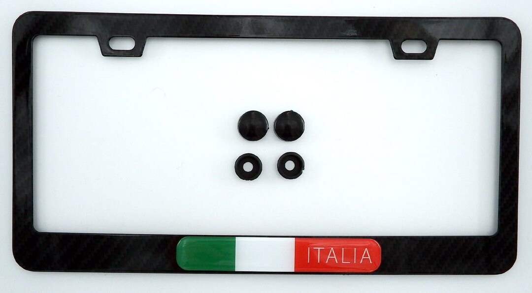 Italy Italian Flag Black Carbon Fibre Fiber Look Metal Car License ...