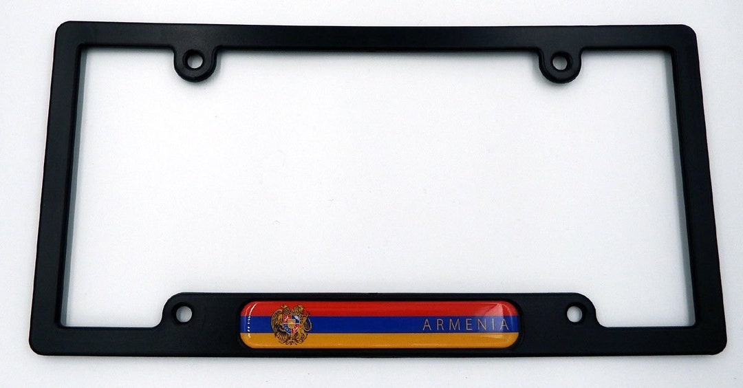 Armenia Black Plastic Car License Plate Frame With Domed Decal Insert ...