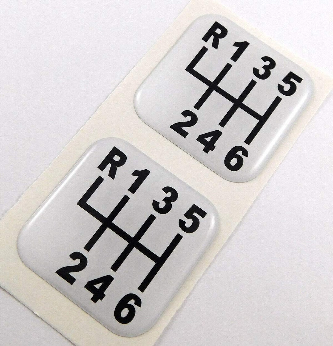 Shift Manual 6 Speed Square Domed Decal Car Bike Gel Stickers 1.5" 2pc ...