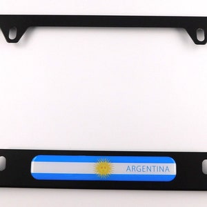 Argentina Flag Metal Black Aluminum Car License Plate Frame Bottom ...