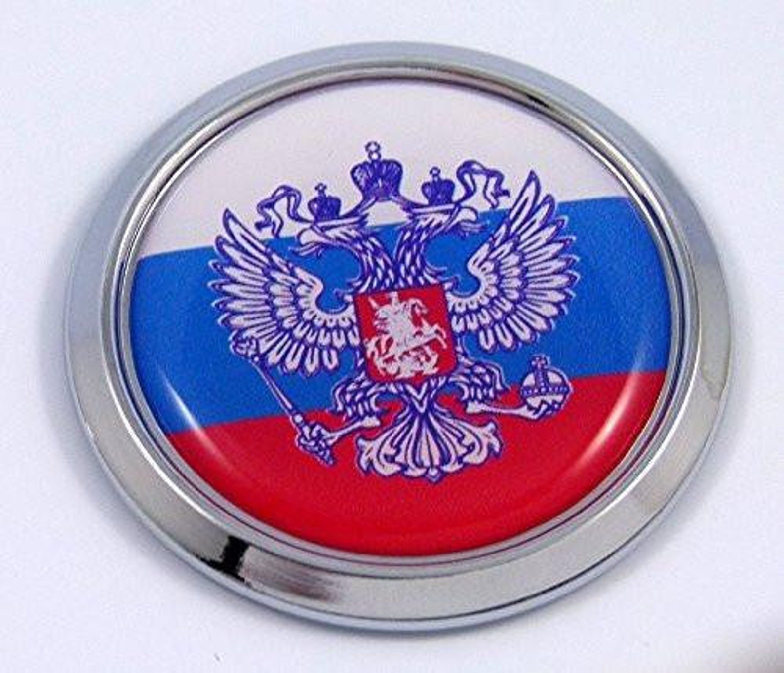 Russia Russian Round Flag Car Chrome Decal Emblem Bumper Sticker Bezel ...