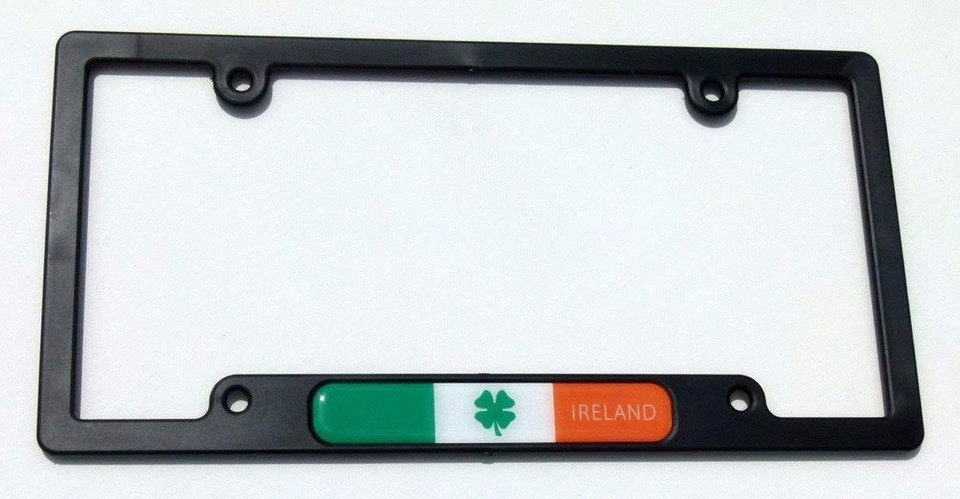 Ireland Irish Flag Black Plastic Car License Plate Frame Domed Decal ...