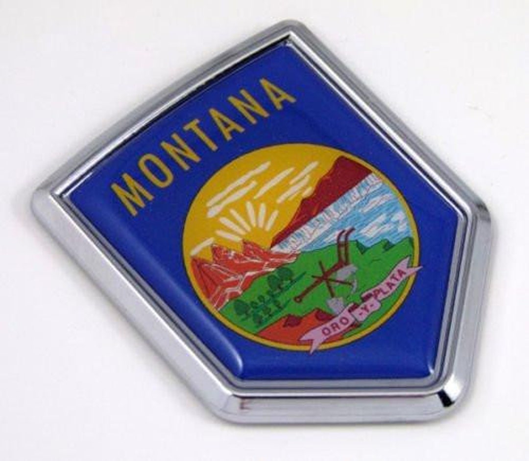 Montana Mt Usa State Flag Car Chrome Emblem Decal Sticker Bike Laptop ...