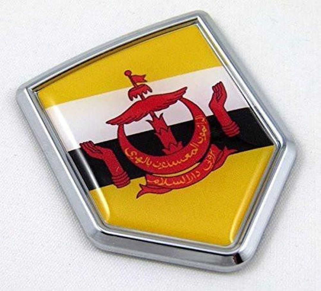 Brunei Flag Emblem Chrome Car Decal Bruneian 3d Sticker With Dome Decal ...