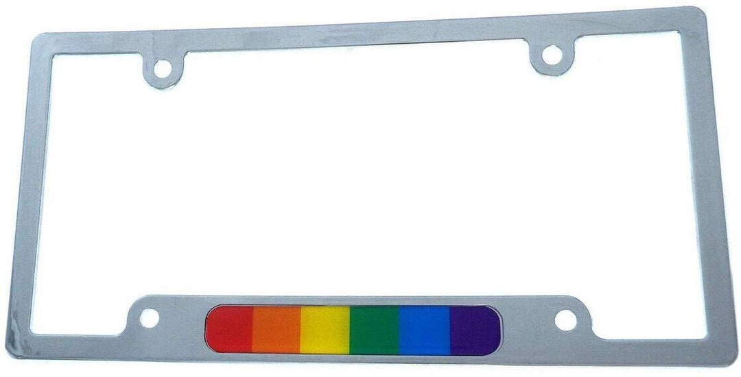 Pride Gay Lesbian Flag Car License Plate Frame Chrome Plated Plastic ...