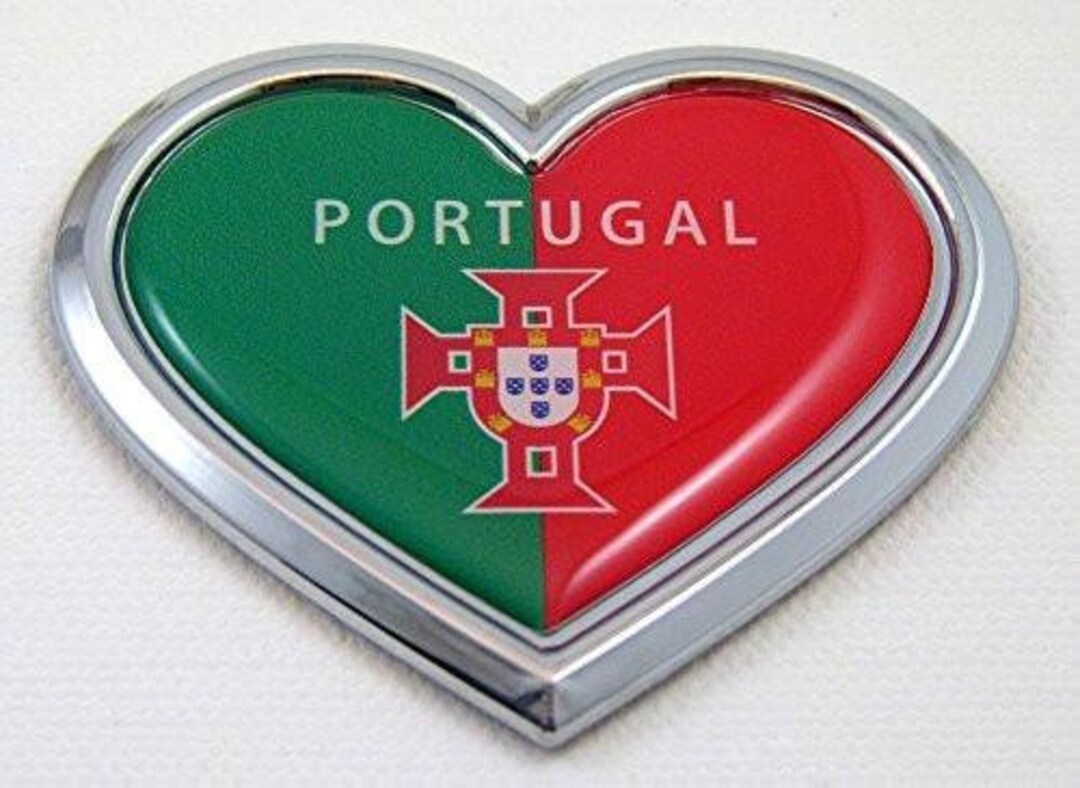 Portugal Heart Flag Chrome Emblem Car Decal Sticker Badge Bumper ...