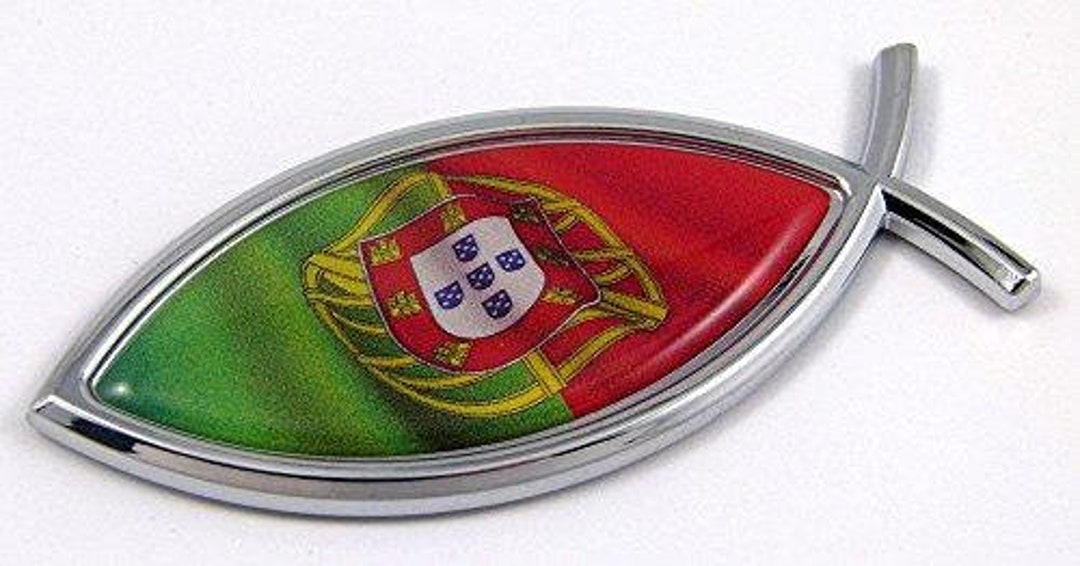 Portugal Jesus Fish Portugese Flag Car Bike Chrome Emblem Decal Sticke ...