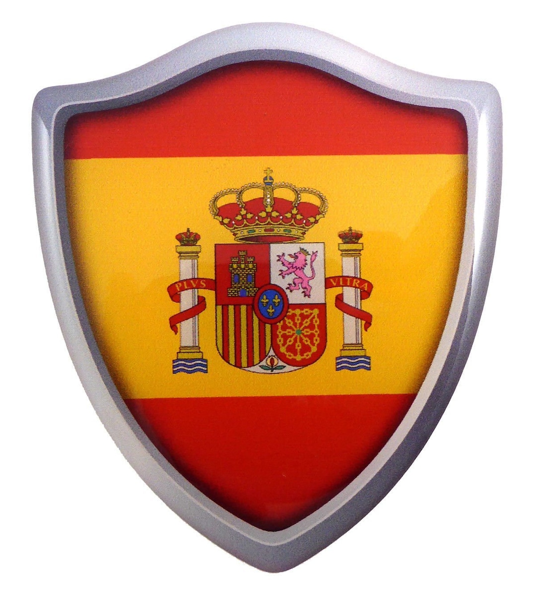 Spain Flag Shield Domed Decal 3D Look Edge Emblem Resin Car Sticker 2.6 ...