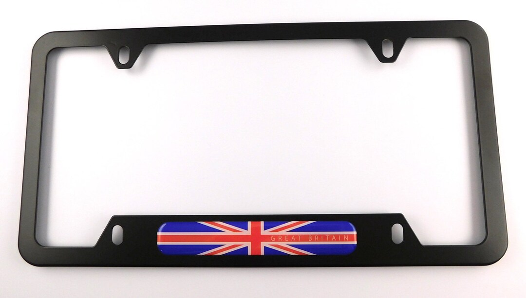 Great Britain British Flag Metal Black Aluminum Car License Plate Frame ...