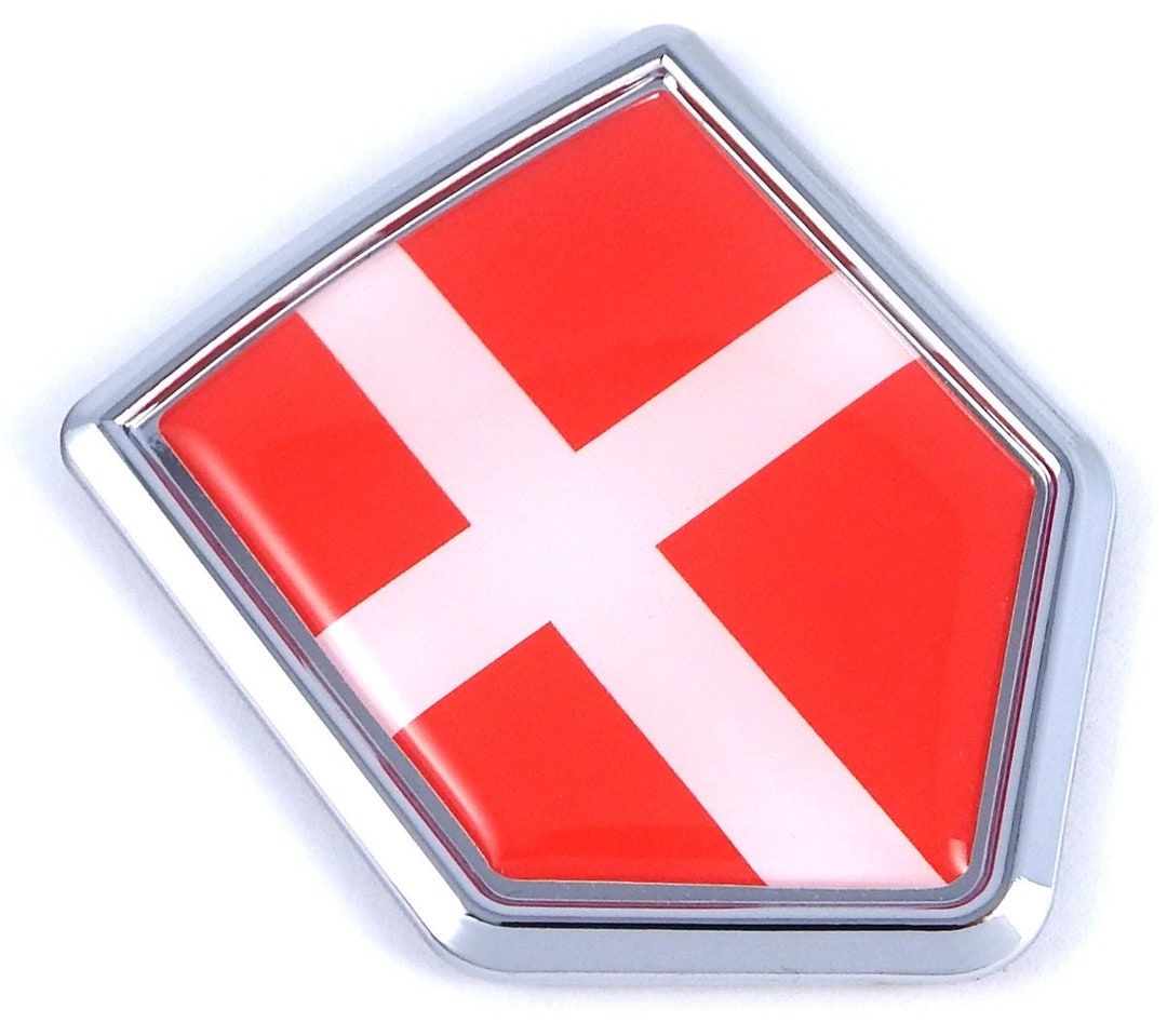 Denmark Flag Danish Car Chrome Emblem 3d Decal Sticker - Etsy