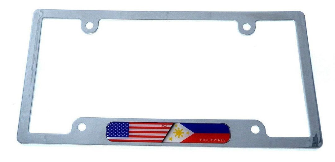 USA Philippines Flag Car License Plate Frame Chrome Plated Plastic ...