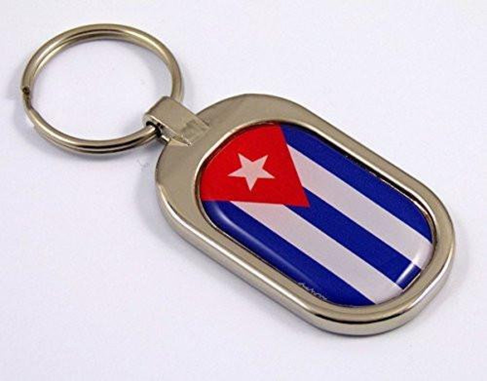 Cuba Flag Key Chain Metal Chrome Plated Keychain - Etsy