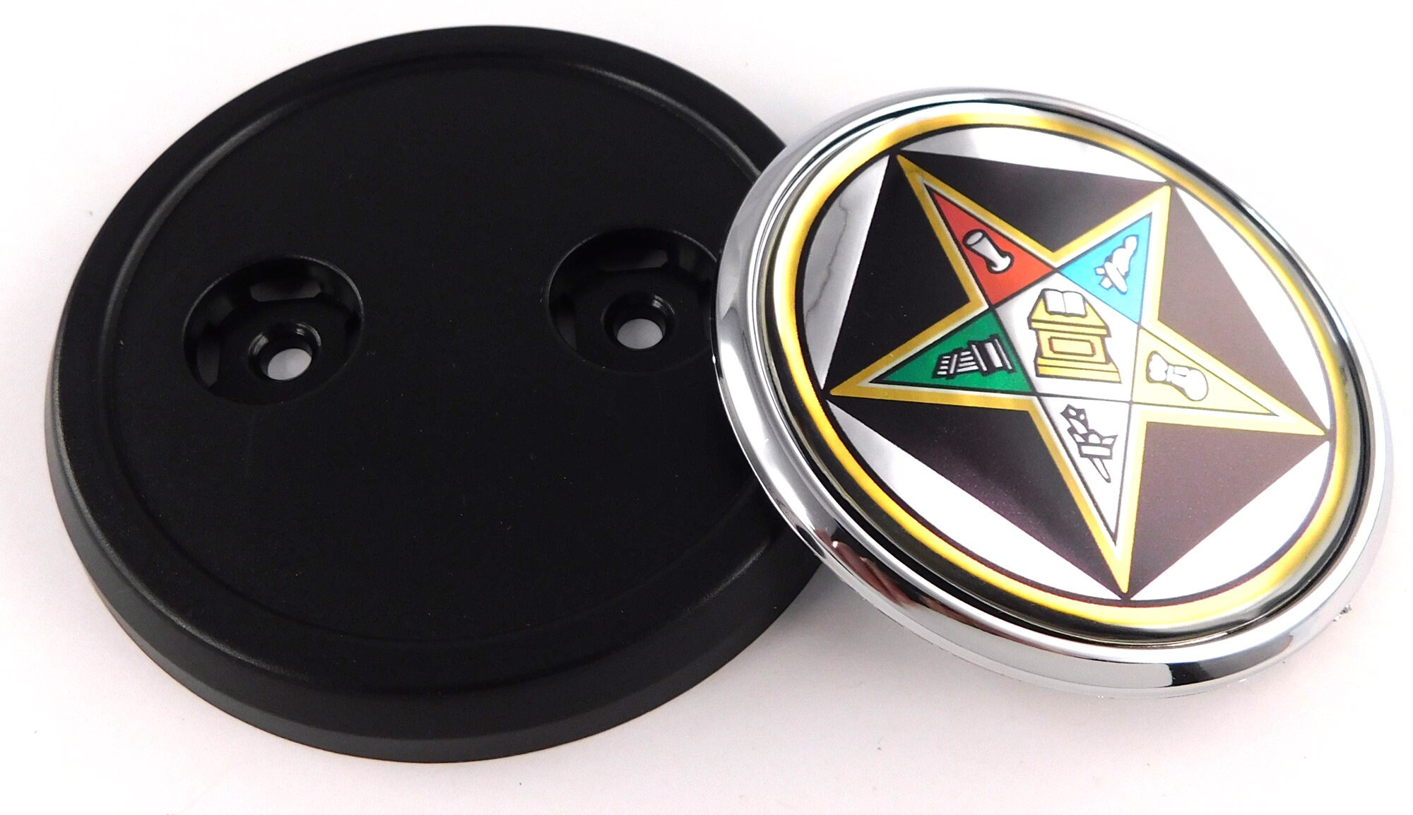 Eastern Star Masonic Flag Car Truck Black Round Grill Badge 3.5" Grille ...