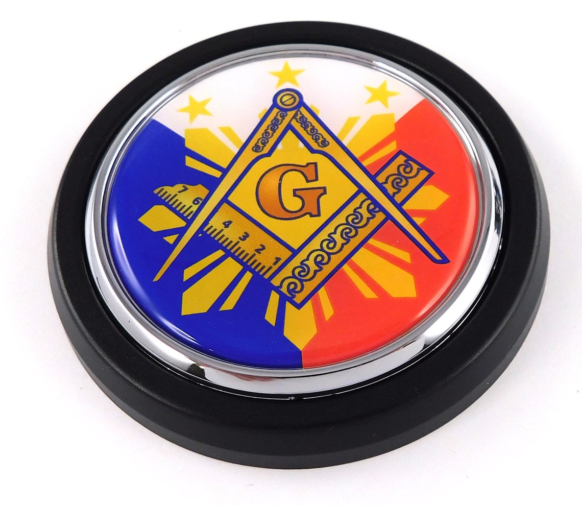 Mason Philippines Masonic Flag Car Truck Black Round Grill Badge 3.5 ...